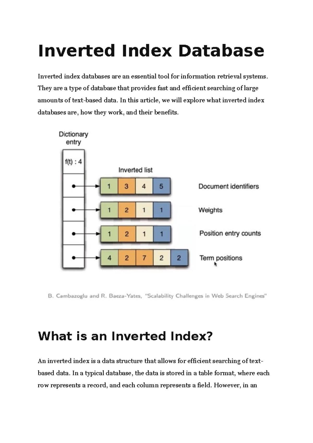 Inverted Index Databases: Structure, Function, and Benefits - Studocu