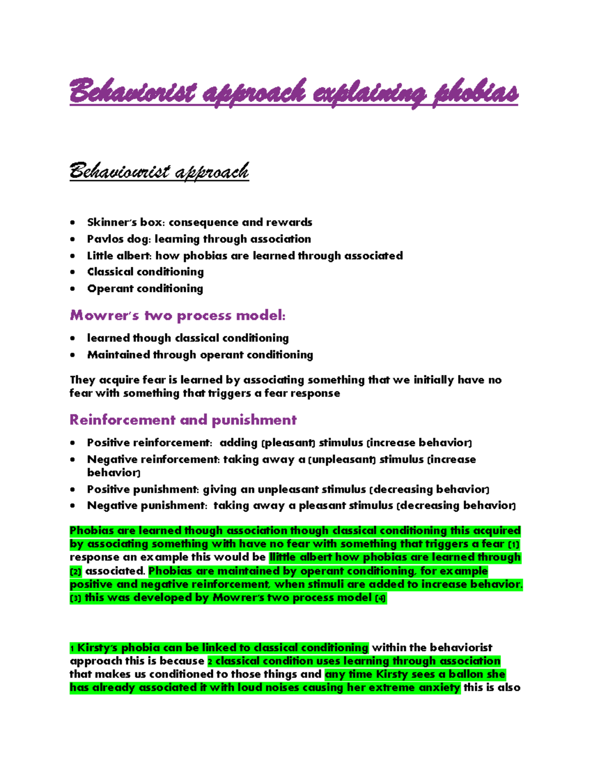 Behaviorist approach explaining phobias - Behaviorist approach ...