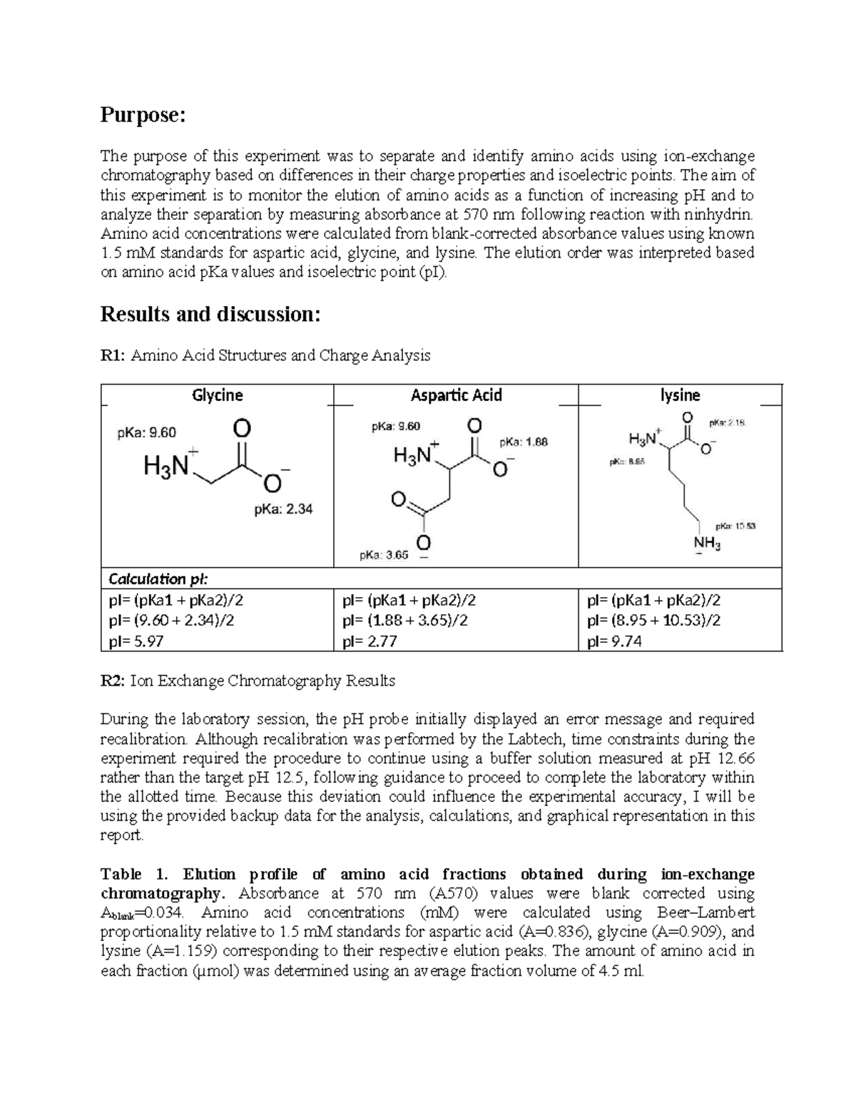 Lab Report #2: Chromatography of Amino Acids and Protein Analysis - Studocu