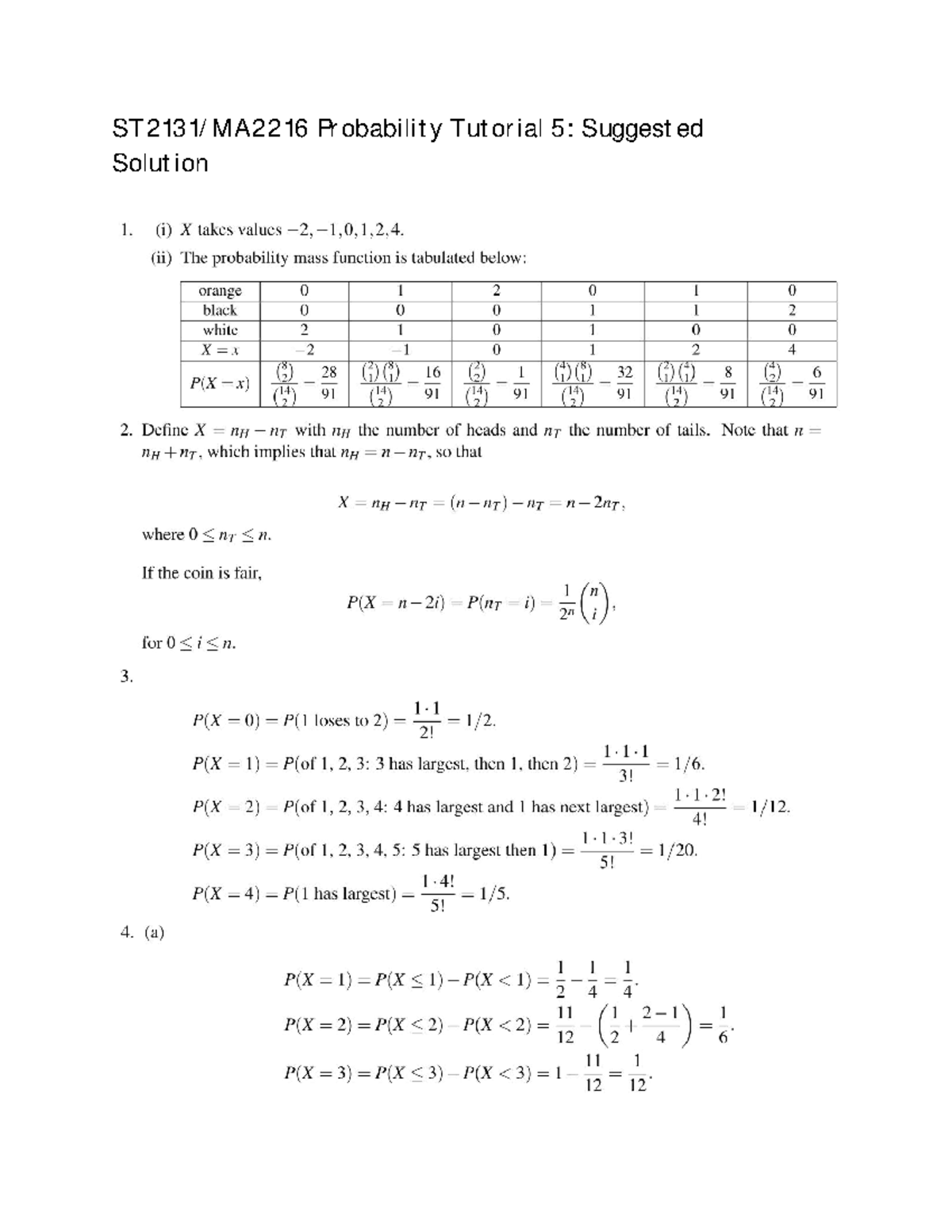 Tut5sol - solution - ST2131 - NUS - Studocu