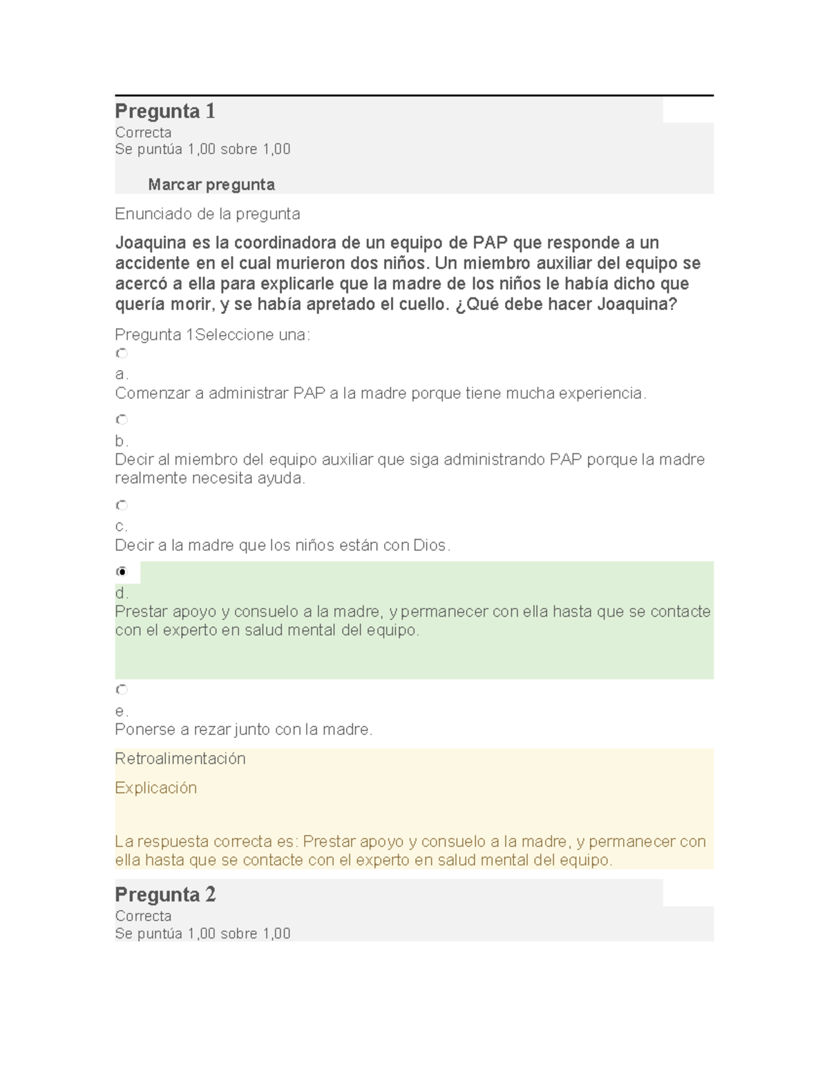 Primera Ayuda Psicológica (PAP) para Emergencias - Examen Final 2020 ...