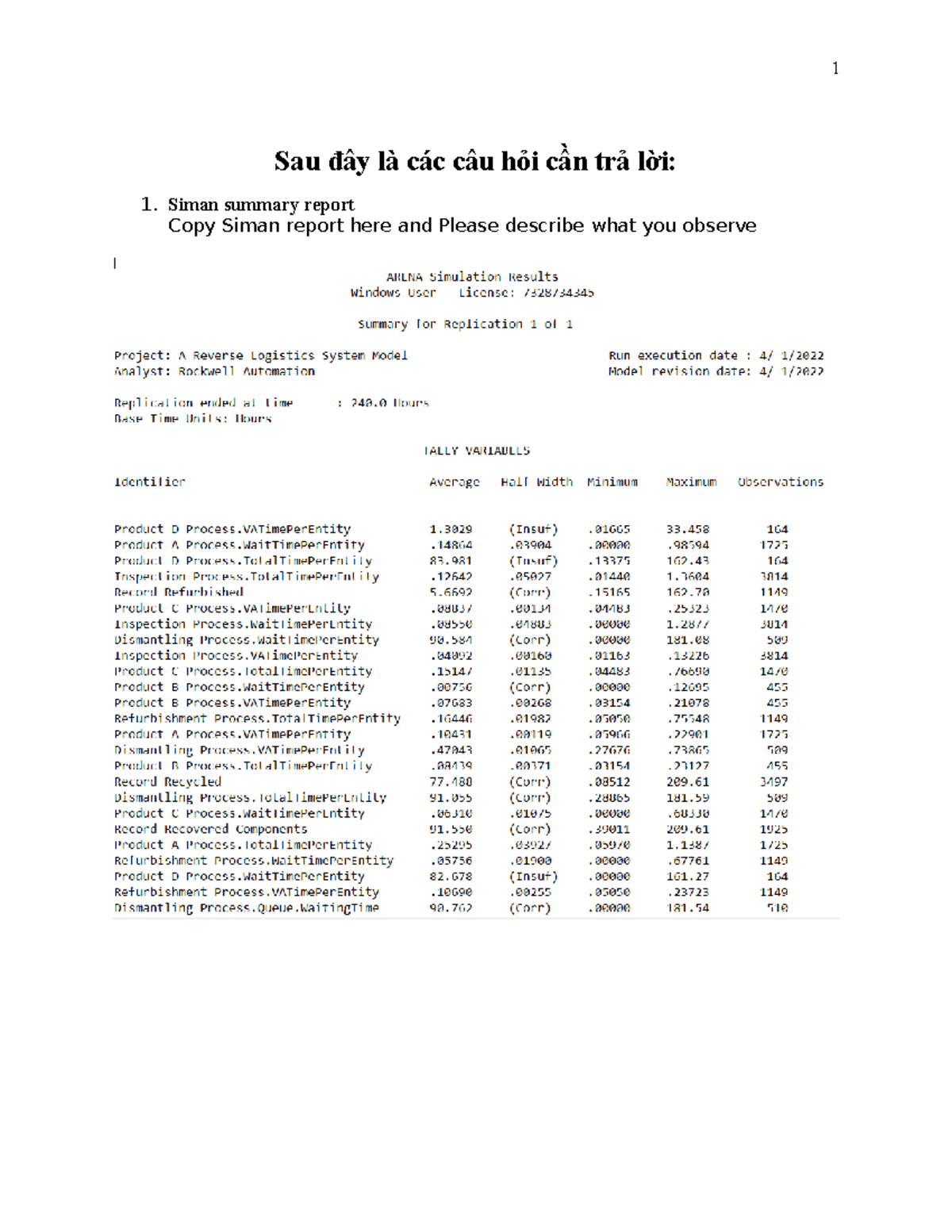 Lab2 Part 3: Analysis of Inspection Process Output and Observations - Studocu
