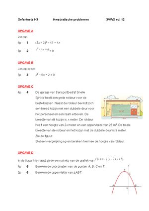Oefentoets 3H1 Hoofdstuk 3: Analyse van Functies en Grafieken - Studeersnel