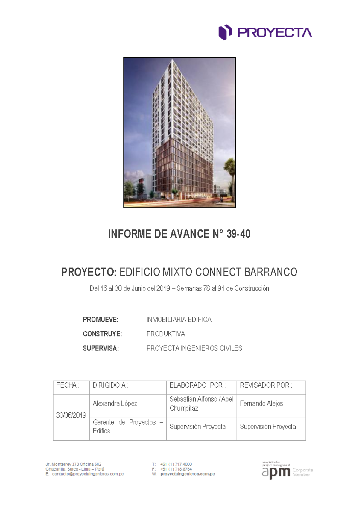Informe de Avance de Obra N° 3 - Proyecto Edificio Mixto Connect Barranco - Studocu