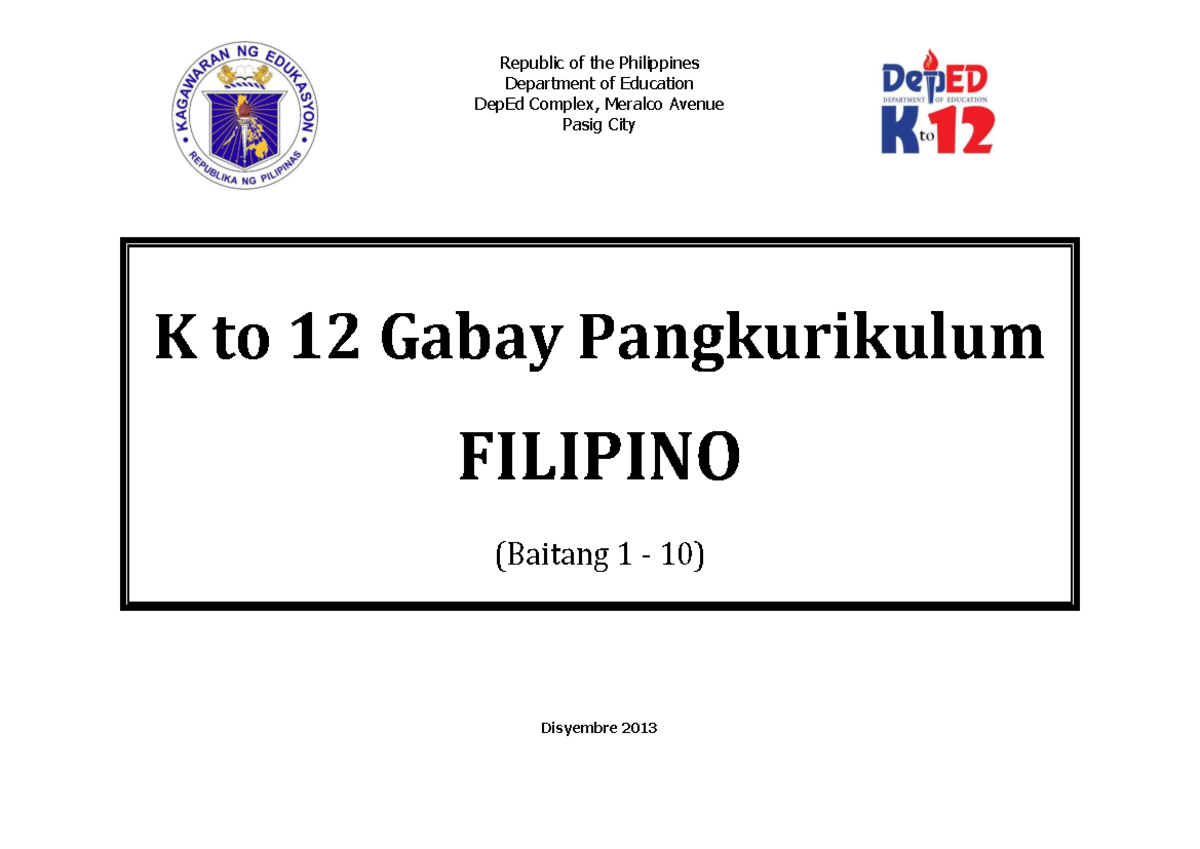 Filipino CG - Pagbasa at Pagsuri ng Teksto sa K to 12 Kurikulum - Studocu