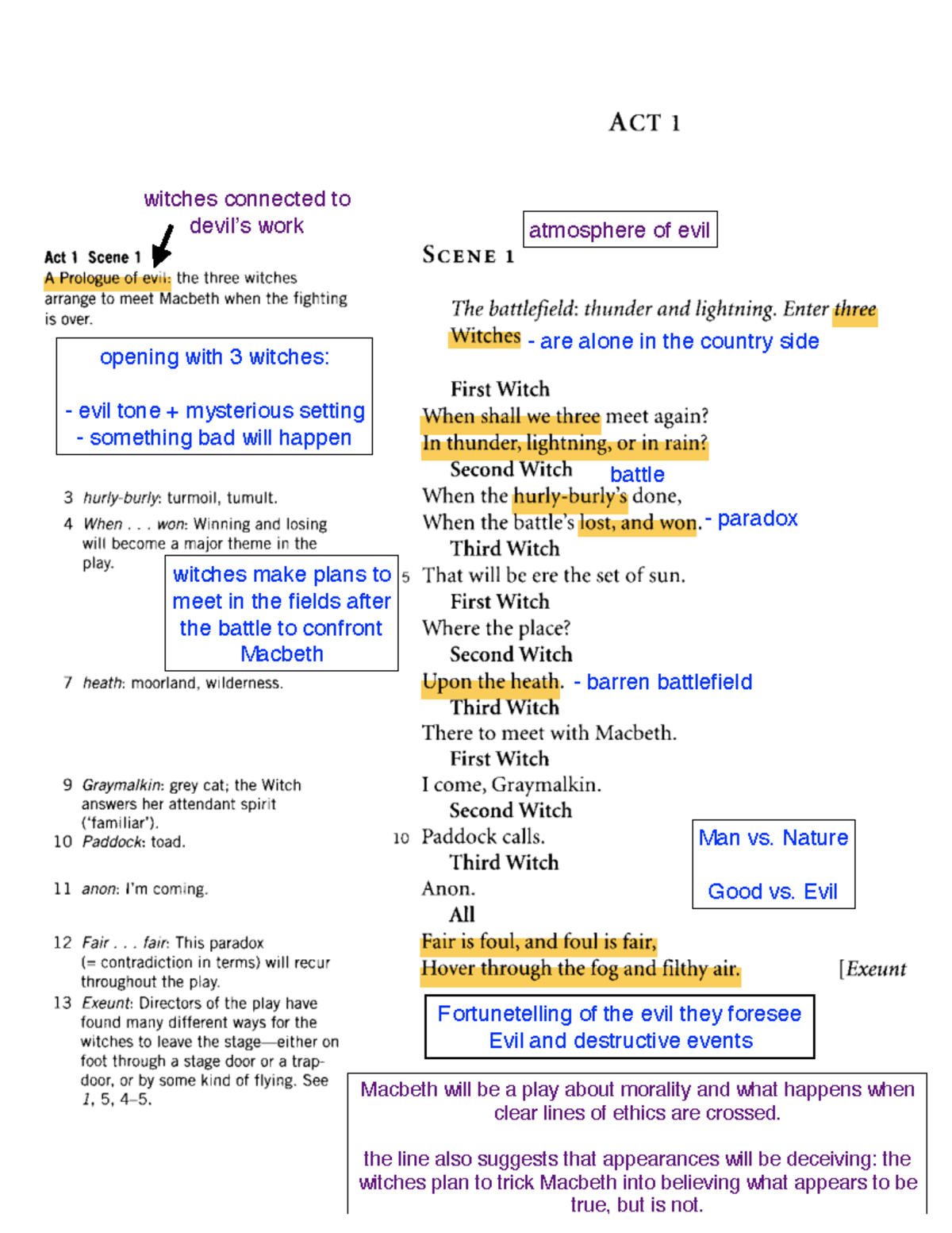 Macbeth (Oxford School): Act 1 - Scenes 1 to 3 Full Text Analysis - Studocu