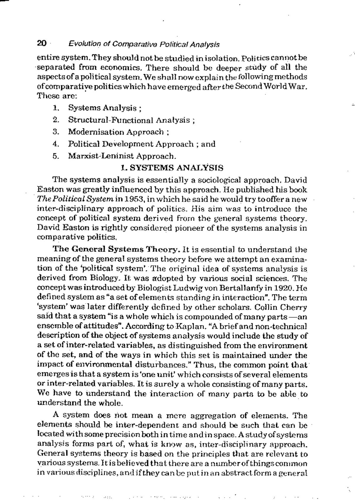 Evolution of Comparative Political Analysis: Structural Functions and ...