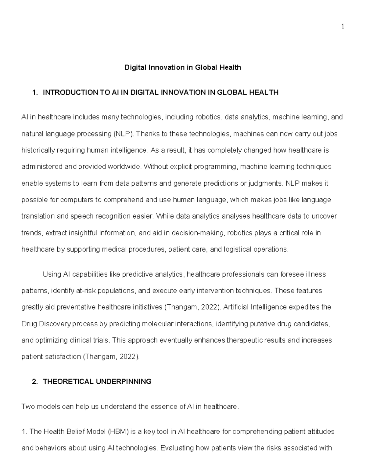 Digital Innovation in Global Health: AI Applications and Impacts - Studocu