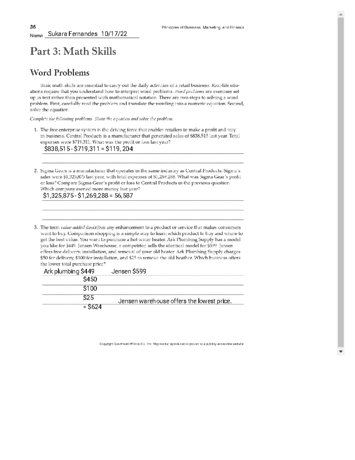 Business Math Skills: Understanding & Solving Word Problems - Studocu