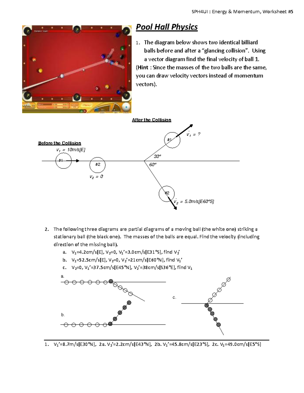 SPH4UI: Energy & Momentum in Billiard Ball Collisions - Studocu