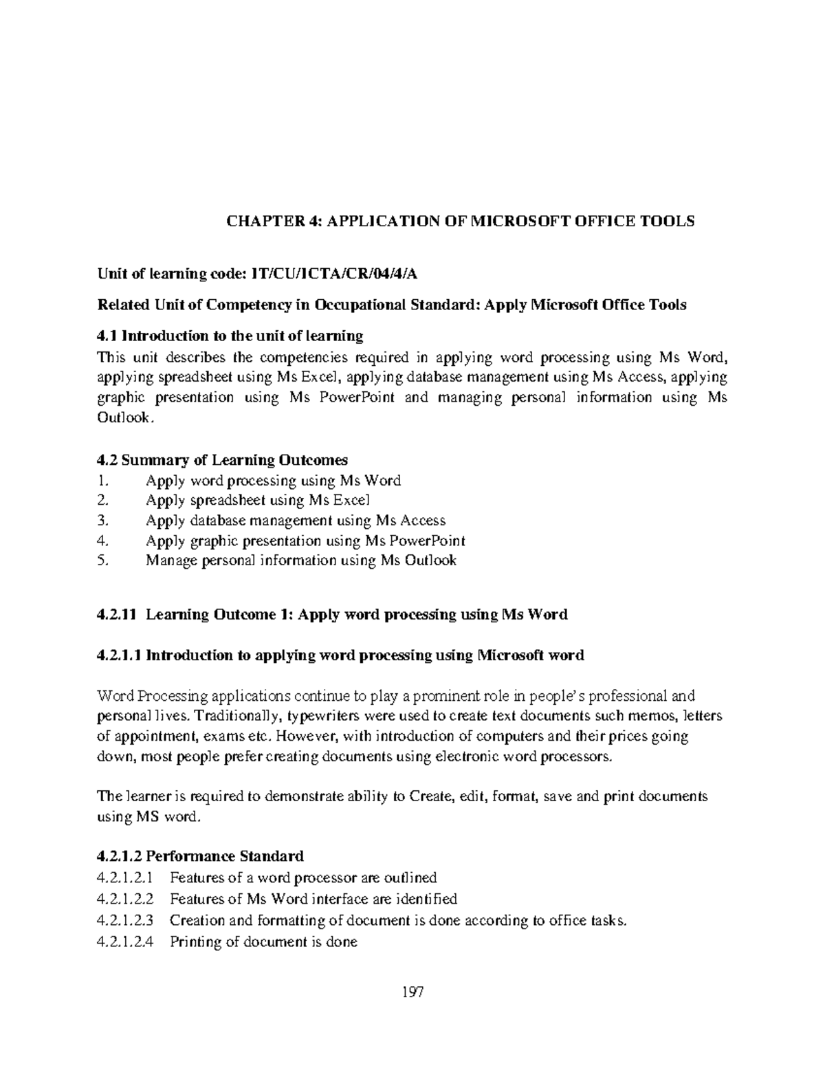 CHAPTER 4: APPLICATION OF MICROSOFT OFFICE TOOLS (ICT Level 4) - Studocu