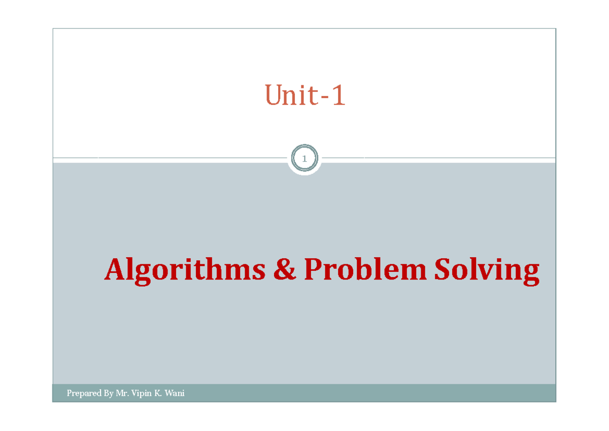 DAA Unit 1: Understanding Algorithms and Their Applications - Studocu