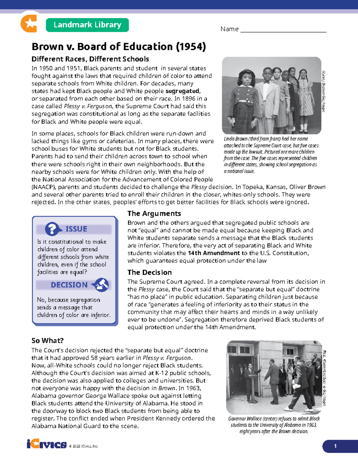 Brown v. Board of Education Case Study Notes - Studocu