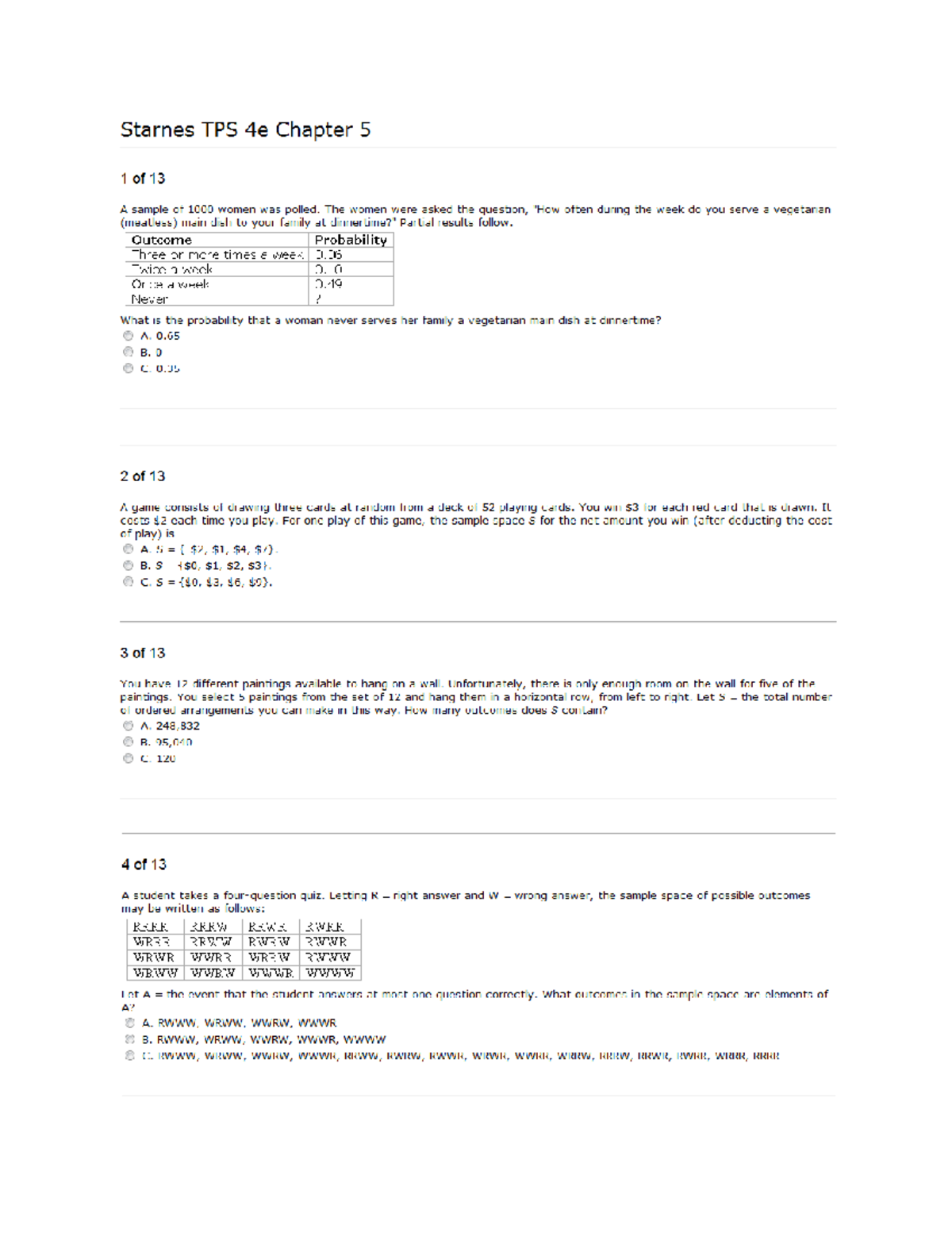 Starnes TPS 4e Chapter 5 MCQ Practice Questions - Studocu