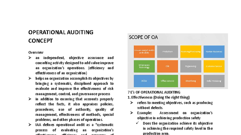 Operational Auditing Concepts Overview: Enhancing Efficiency & Effectiveness - Studocu