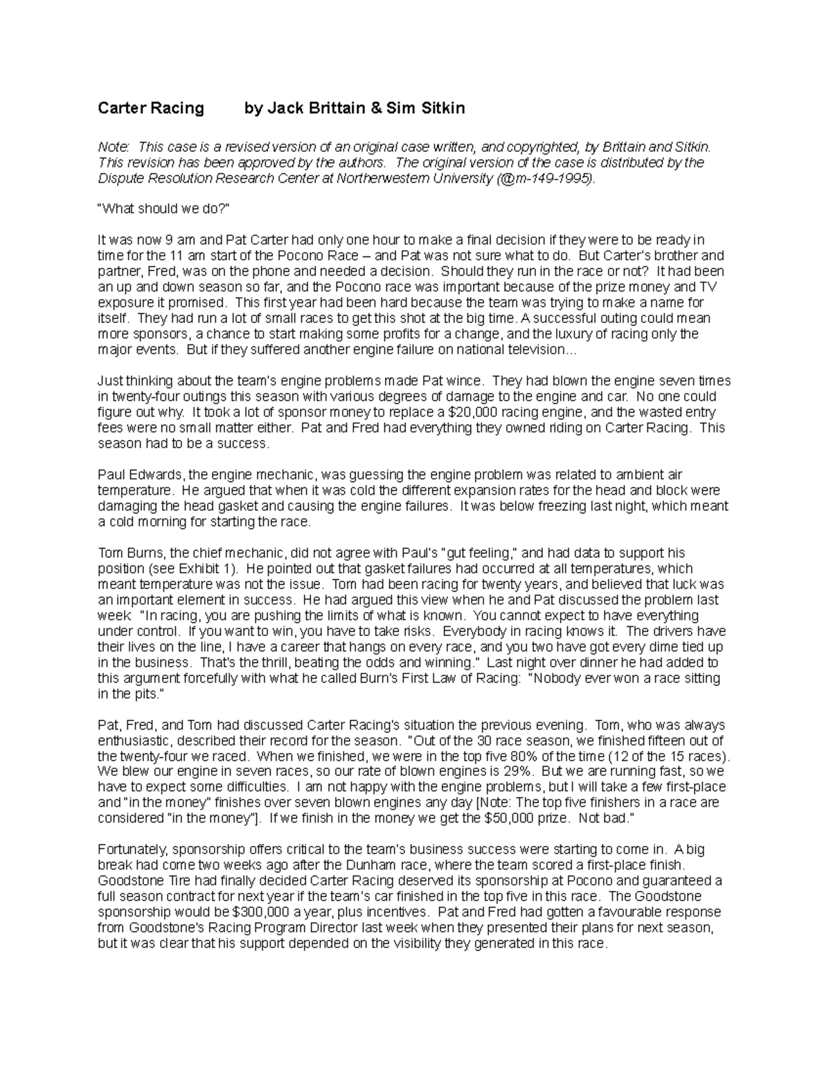 Carter racing A (revised) - Carter Racing by Jack Brittain & Sim Sitkin ...