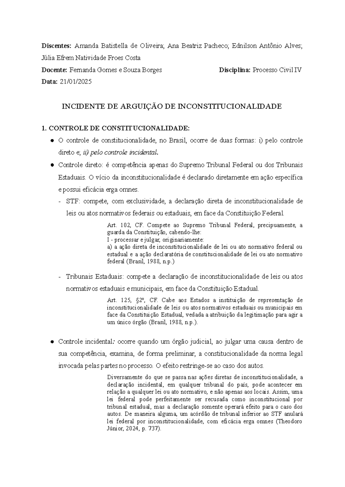 Incidente de Arguição de Inconstitucionalidade: Análise dos Arts. 948 ...