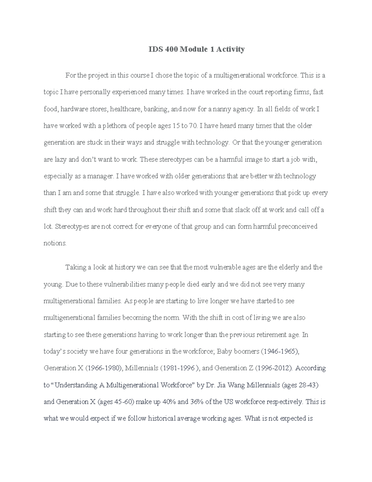 IDS 400 Module 1 Activity - IDS 400 Module 1 Activity For the project ...