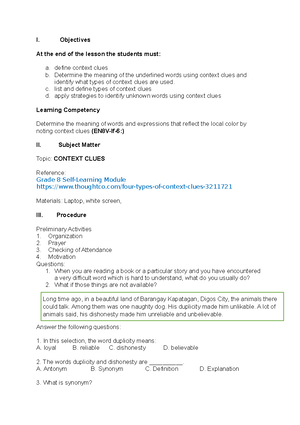 UAM Horizontal Dimension - GRADE 9 DAILY LESSON PLAN Region/School ...