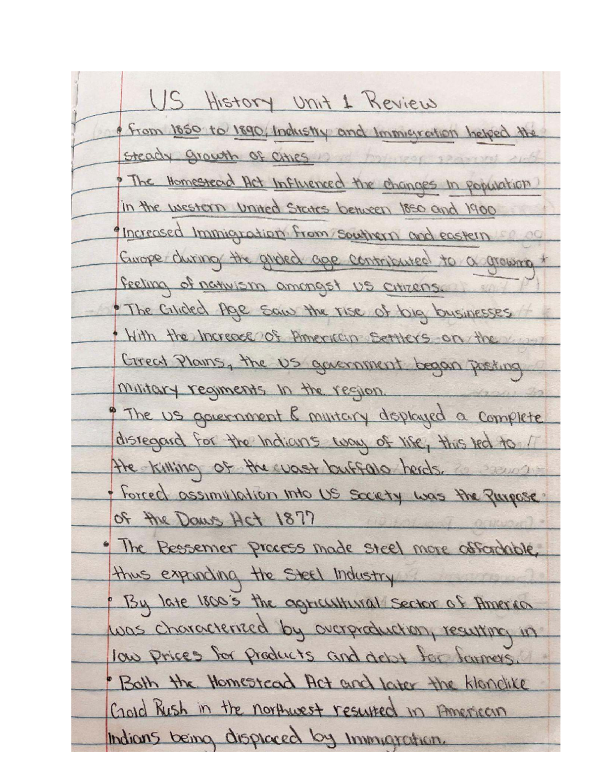 US History Unit 1 Review: Industry, Immigration, and Urban Growth - Studocu
