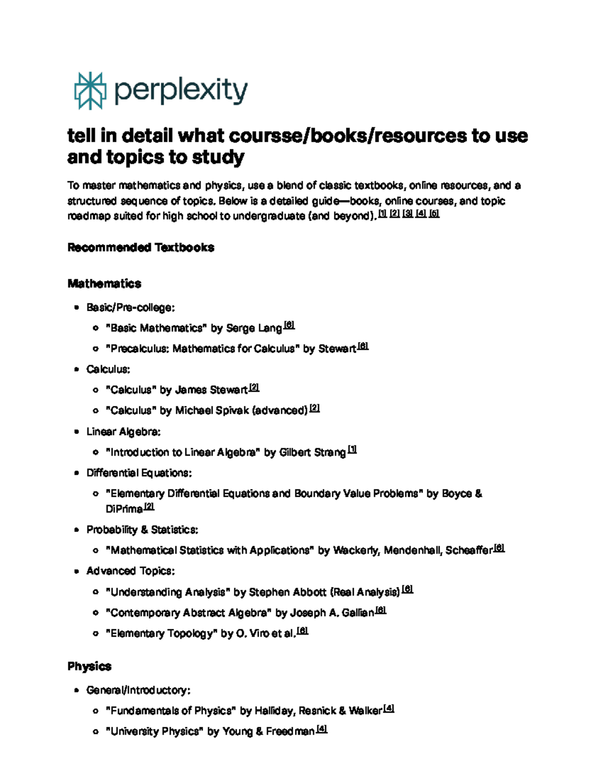 Mastering Math & Physics: Essential Texts & Resources Guide - Studocu