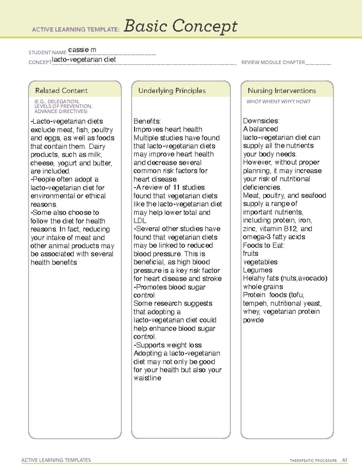 Active Learning Template: Vegetarian Diet ATI Review Module Chapter 1 ...