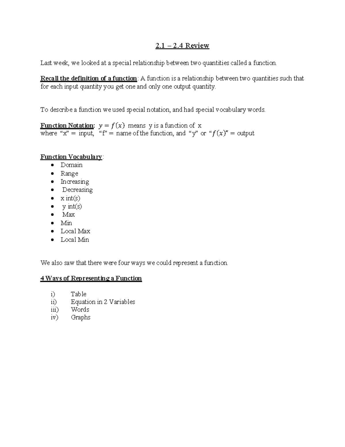 Characteristics and Graphing of Quadratic Functions - MATH 101 - Studocu