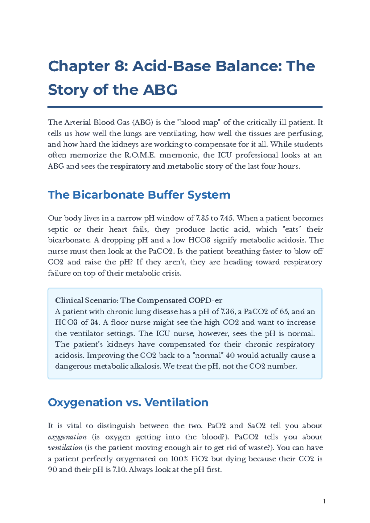 Chapter 8: Understanding ABG in Critical Care Management - Studocu