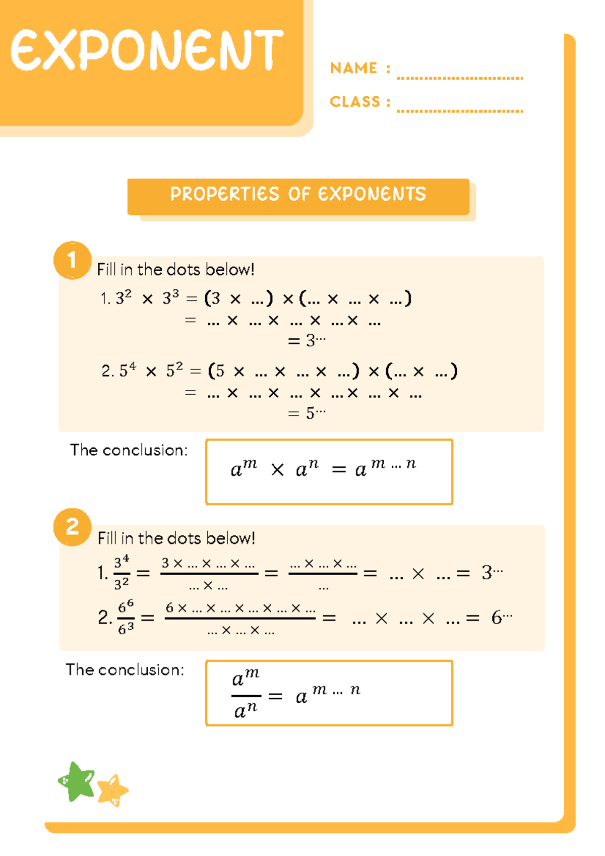 Math Worksheet: Understanding Properties of Exponents - Studocu