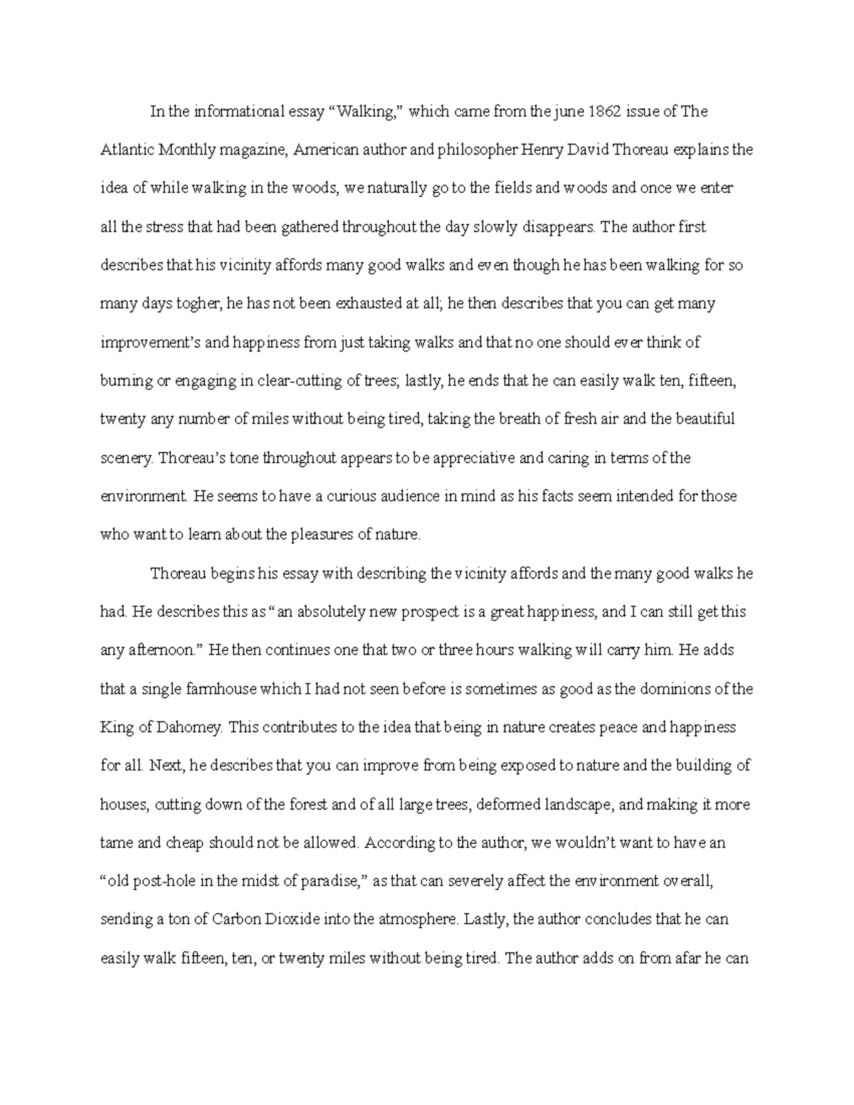 Rhetorical Analysis Practice Test 3: Thoreau's "Walking" Essay Insights ...