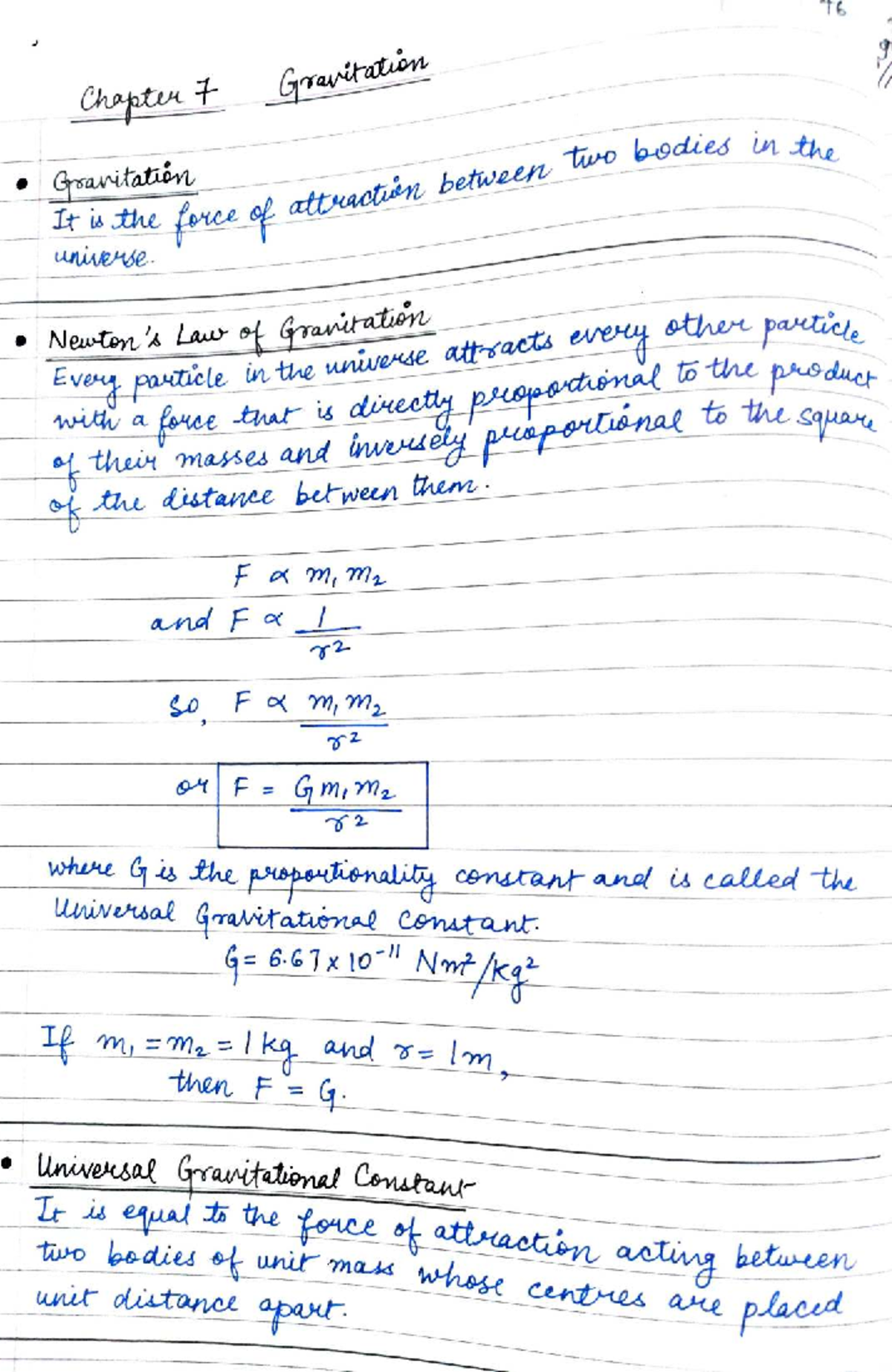 T6 Chapter 7: Gravitation - Comprehensive Study Notes - Studocu