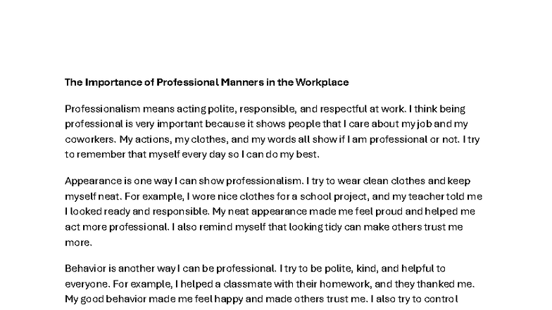 The Significance of Professional Manners in the Workplace - Studocu