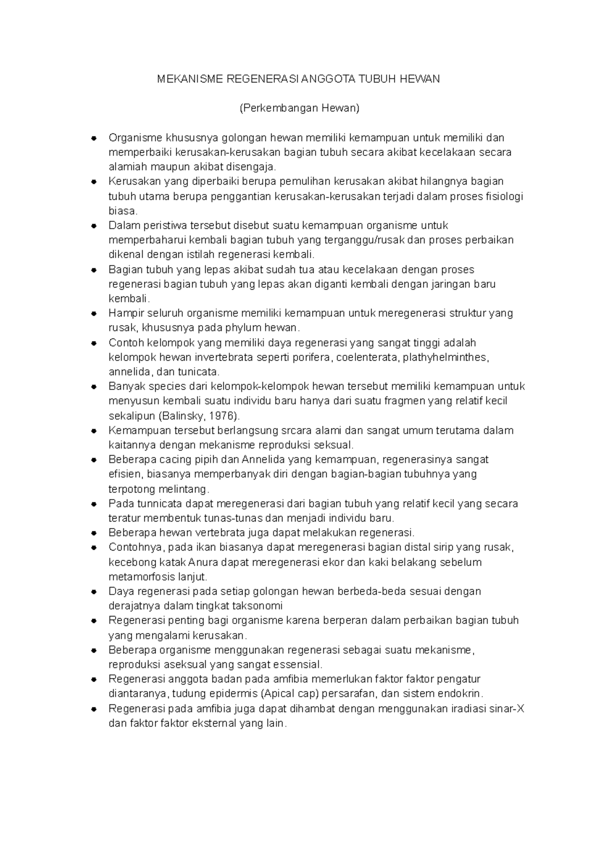 Mekanisme Regenerasi Anggota Tubuh pada Hewan Invertebrata dan ...