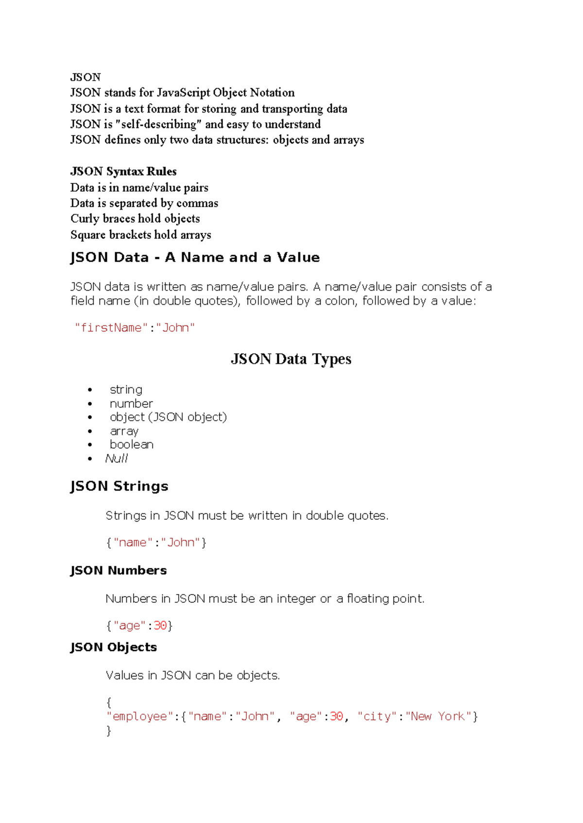Unit 2: JSON Overview - JavaScript Object Notation Explained - Studocu