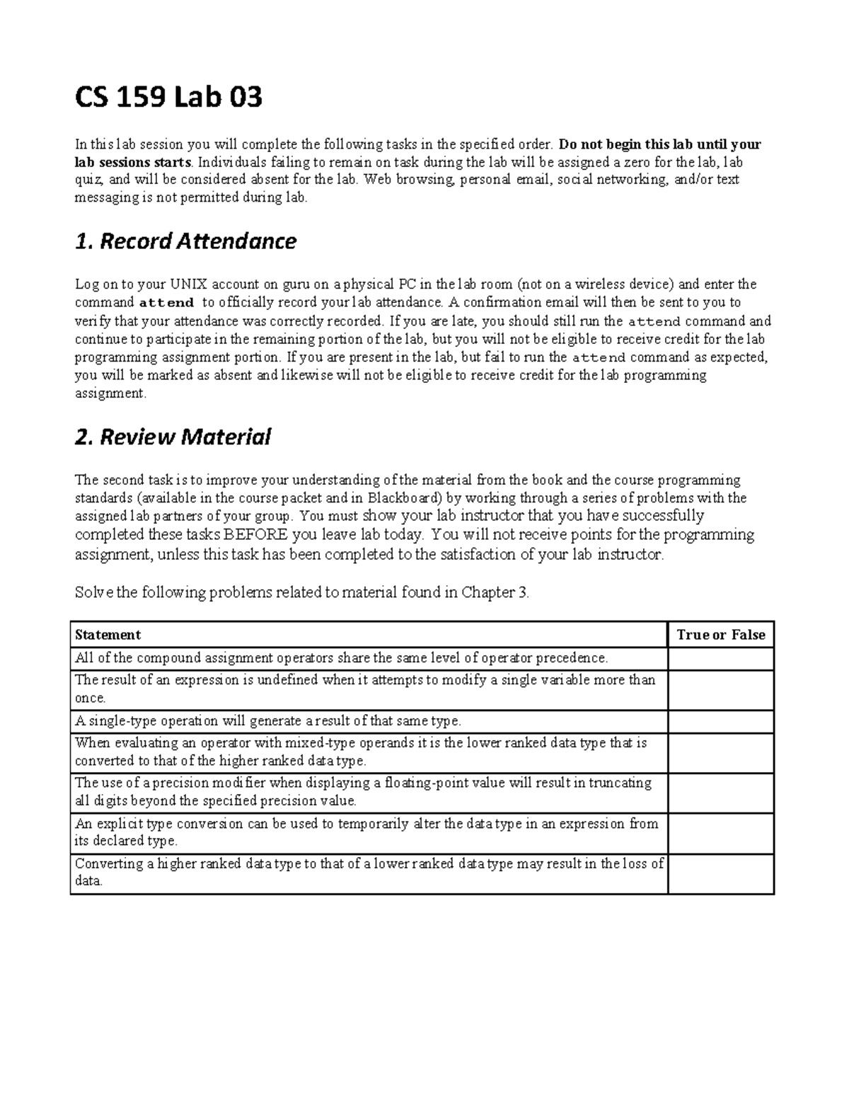 Lab03 - instructions of lab 03 - CS 159 Lab 03 In this lab session you ...