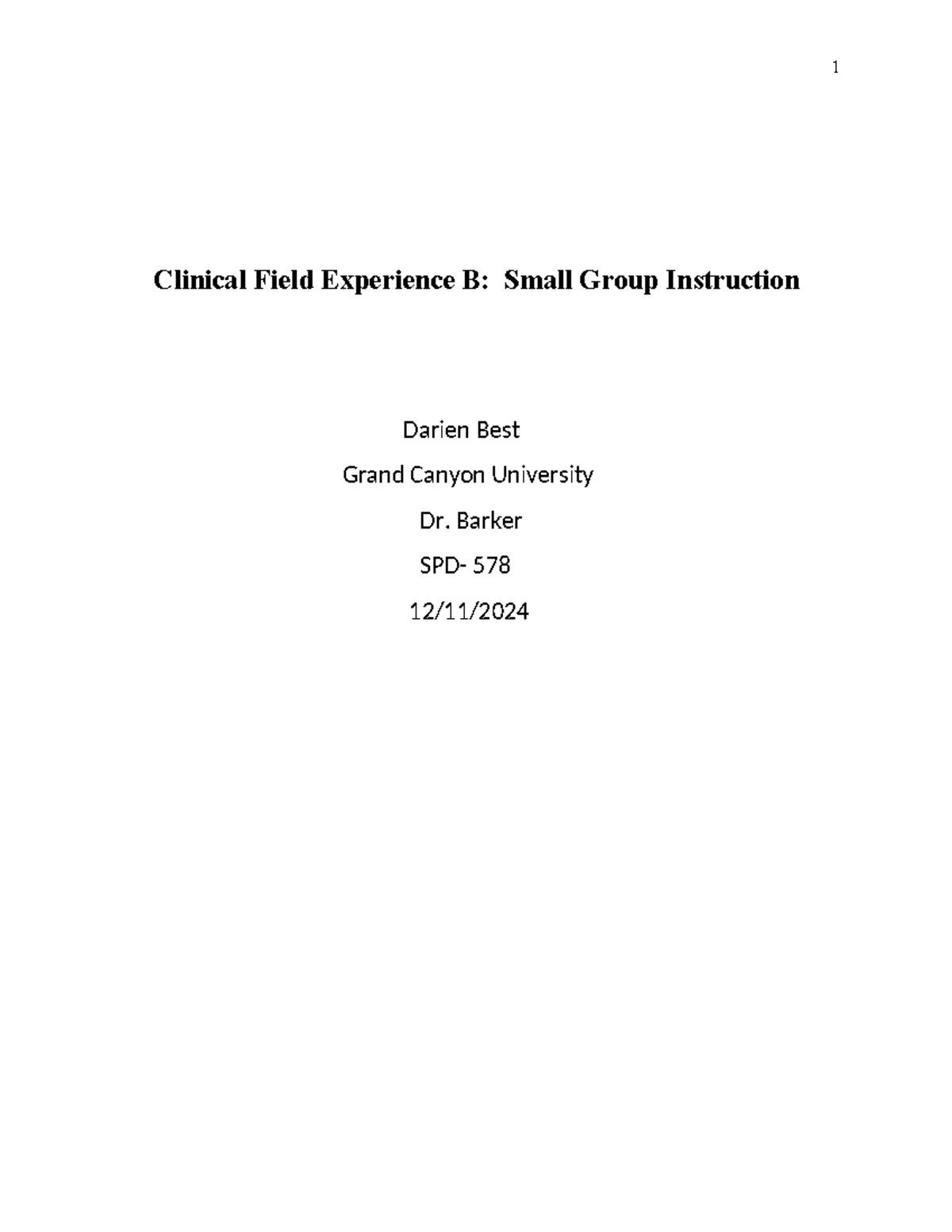 Clinical Field Experience B: Small Group Instruction Insights - Studocu