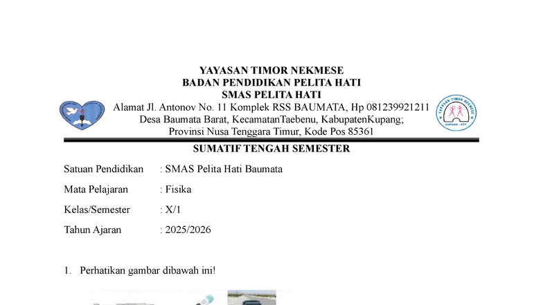 SAS Fisika SMA X Ganjil - Ujian Tengah Semester 2023 - Studocu