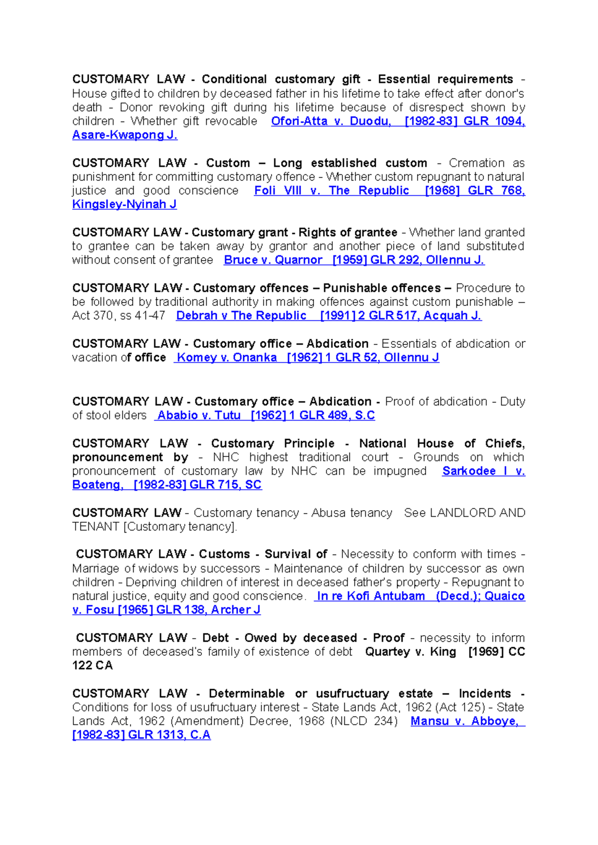 Customary Law - Family Property and Intestate Succession Analysis - Studocu