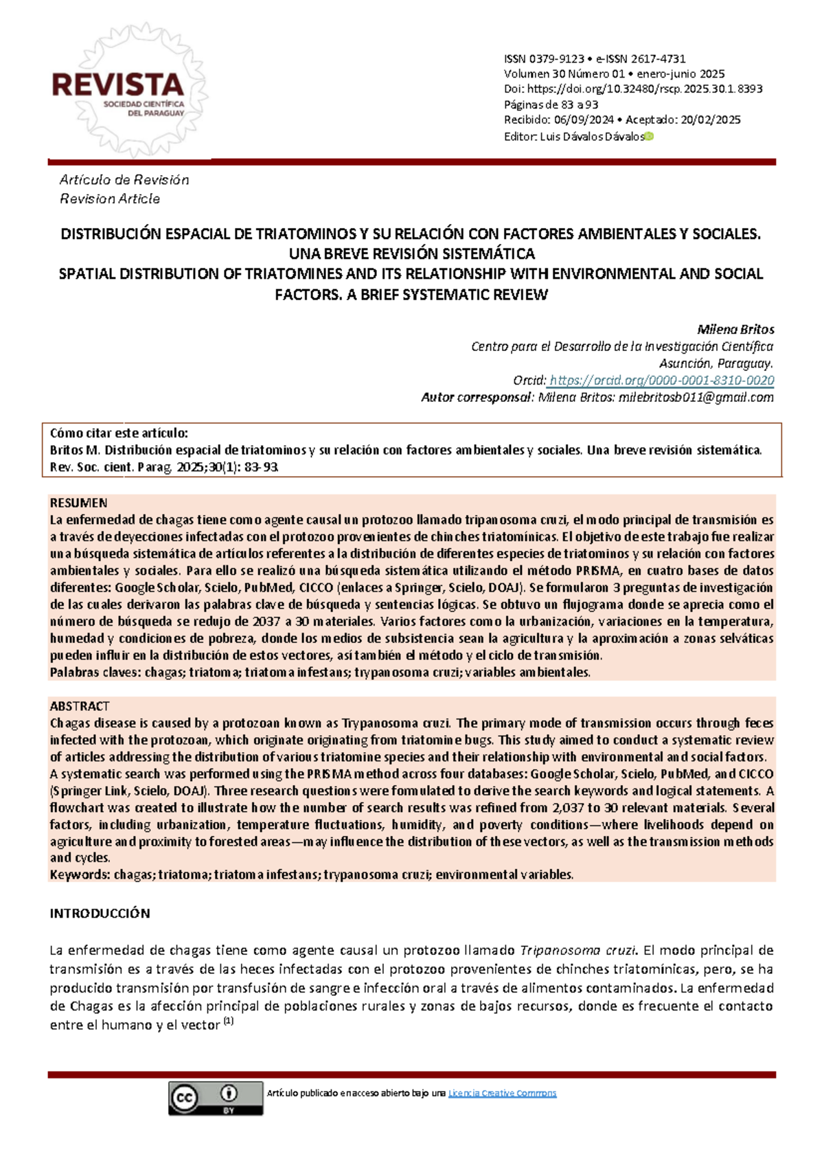 AR1 RSCP Distribución Espacial de Triatominos y Factores Ambientales ...