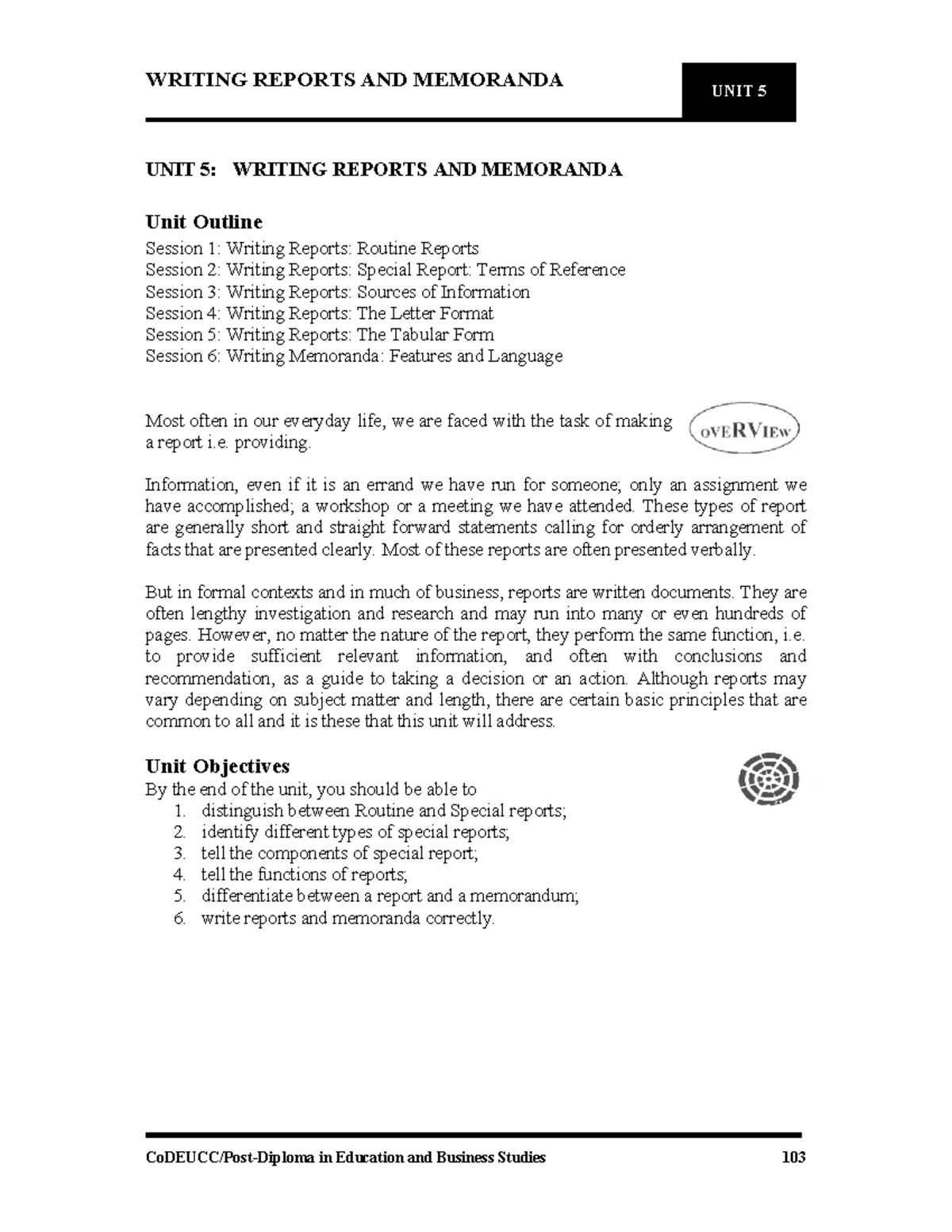 UNIT 5: WRITING REPORTS AND MEMORANDA - Semester 2 Lecture Notes - Studocu