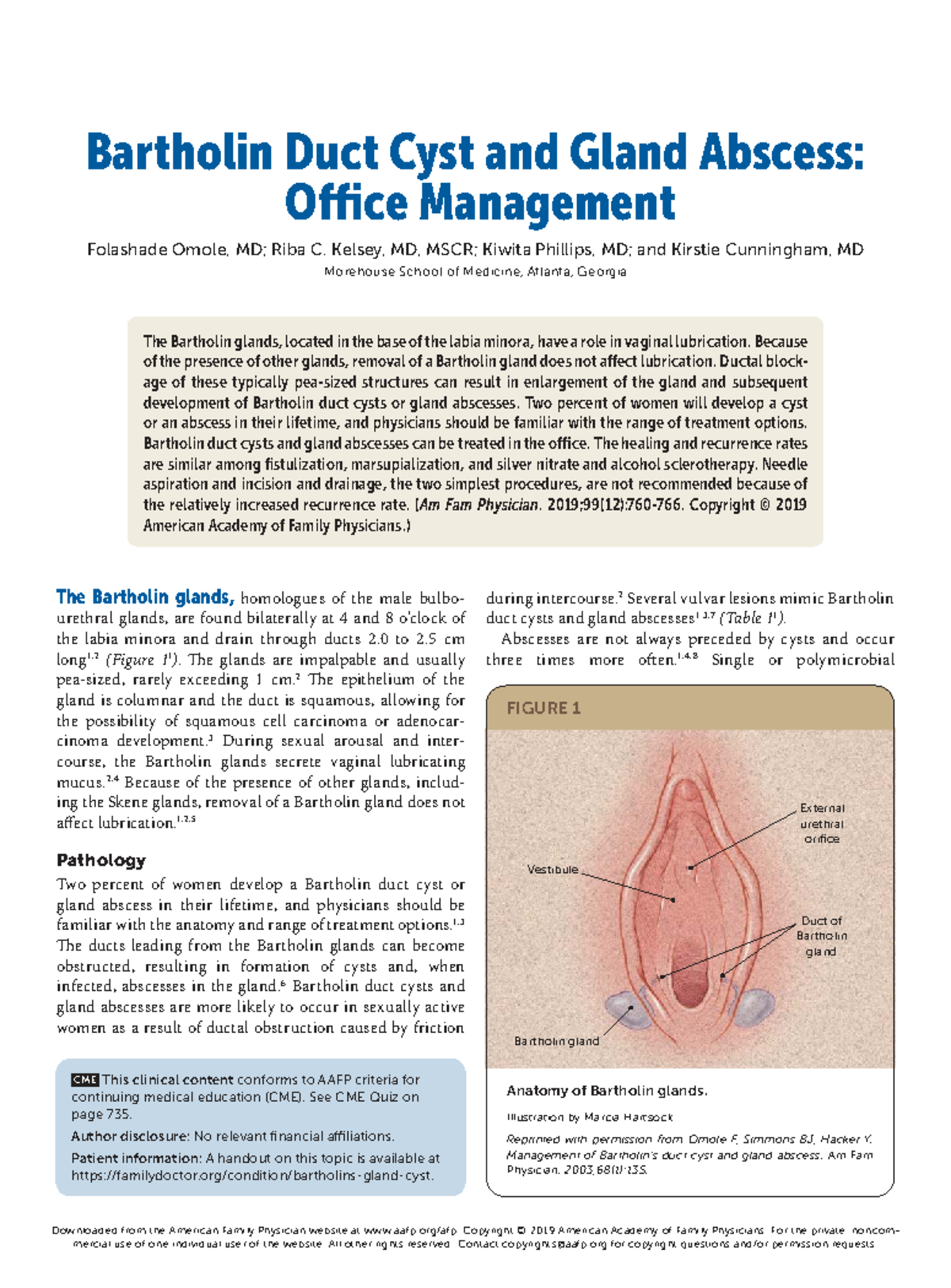 Bartholin Duct Cyst and Gland Abscess Management (CME) - Studocu