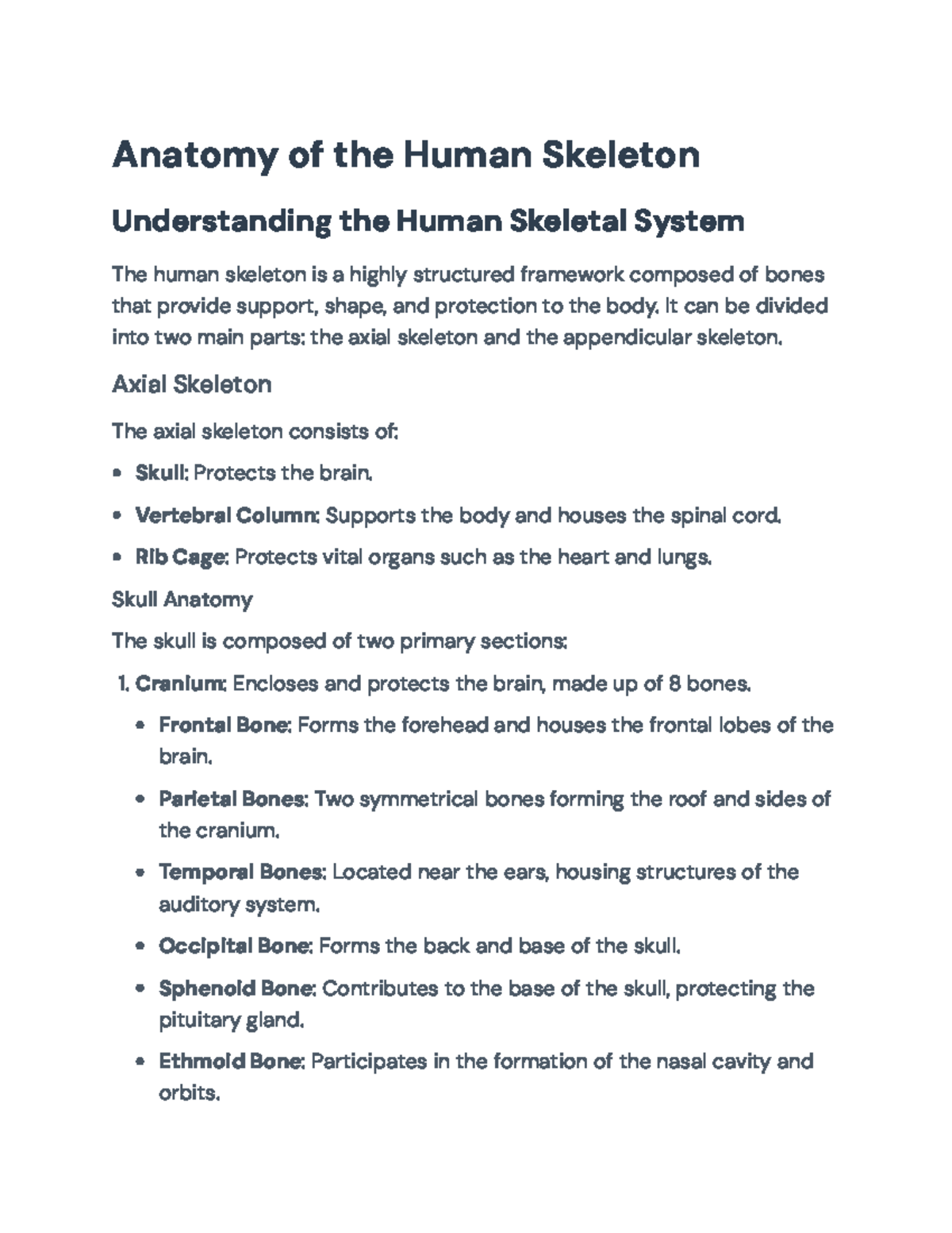 Anatomy of the Human Skeleton - Comprehensive Overview and Structure ...