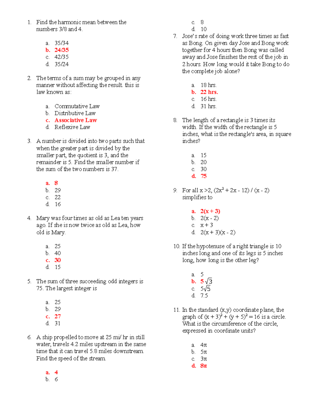 Mathematics ECE-ECT: Problem Solving Guide and Solutions - Studocu