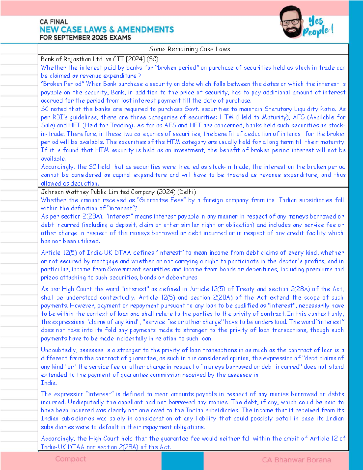 CA Final New Case Laws & Amendments for SEP 2025 Exams - Studocu