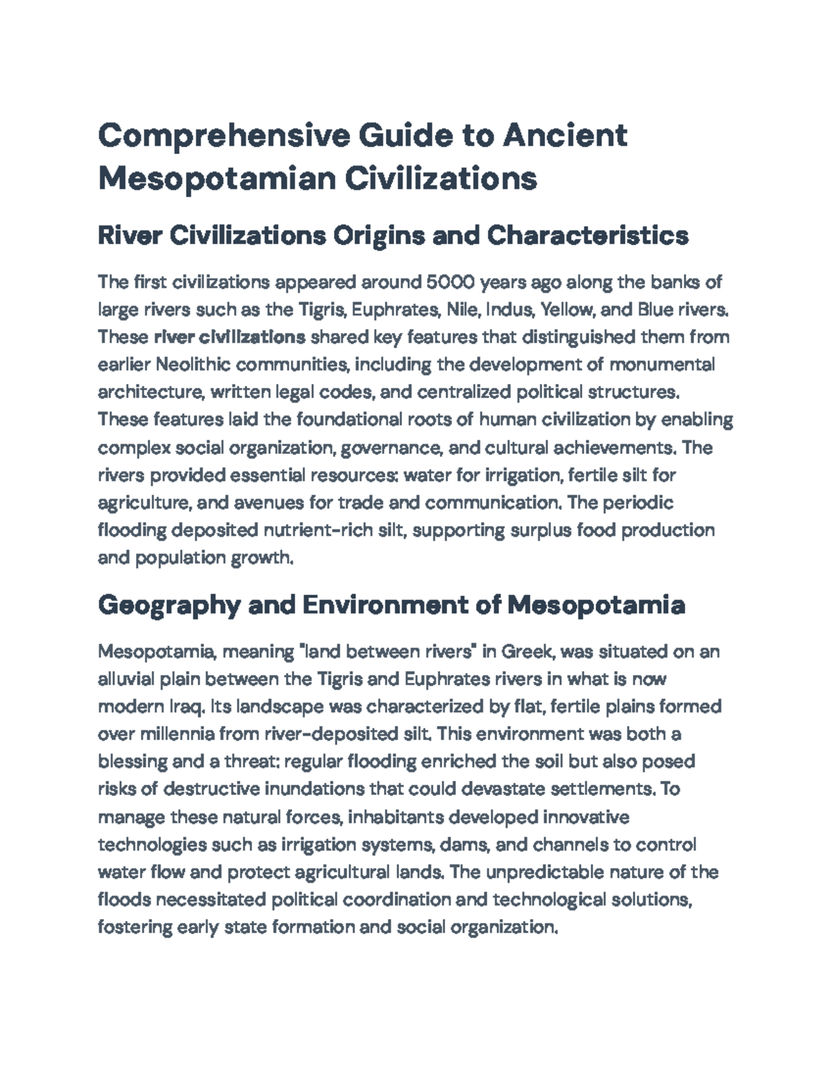 Comprehensive Overview of Ancient Mesopotamian Civilizations (HIST 101 ...