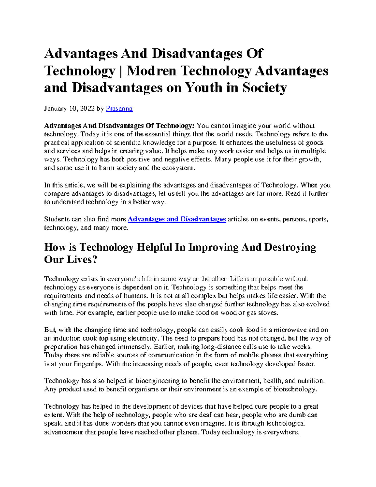 Advantages & Disadvantages of Technology: Insights for Modern Society ...