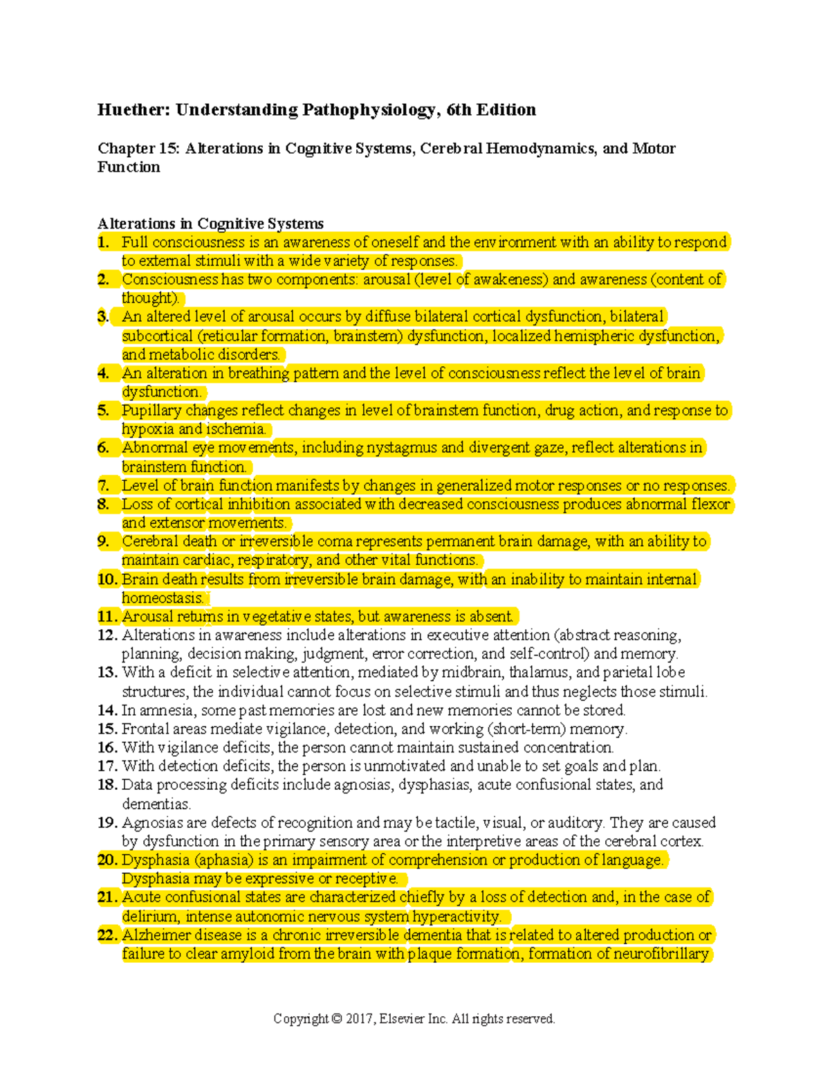 Neurologic, Sensory Key Points summaries - Huether: Understanding ...