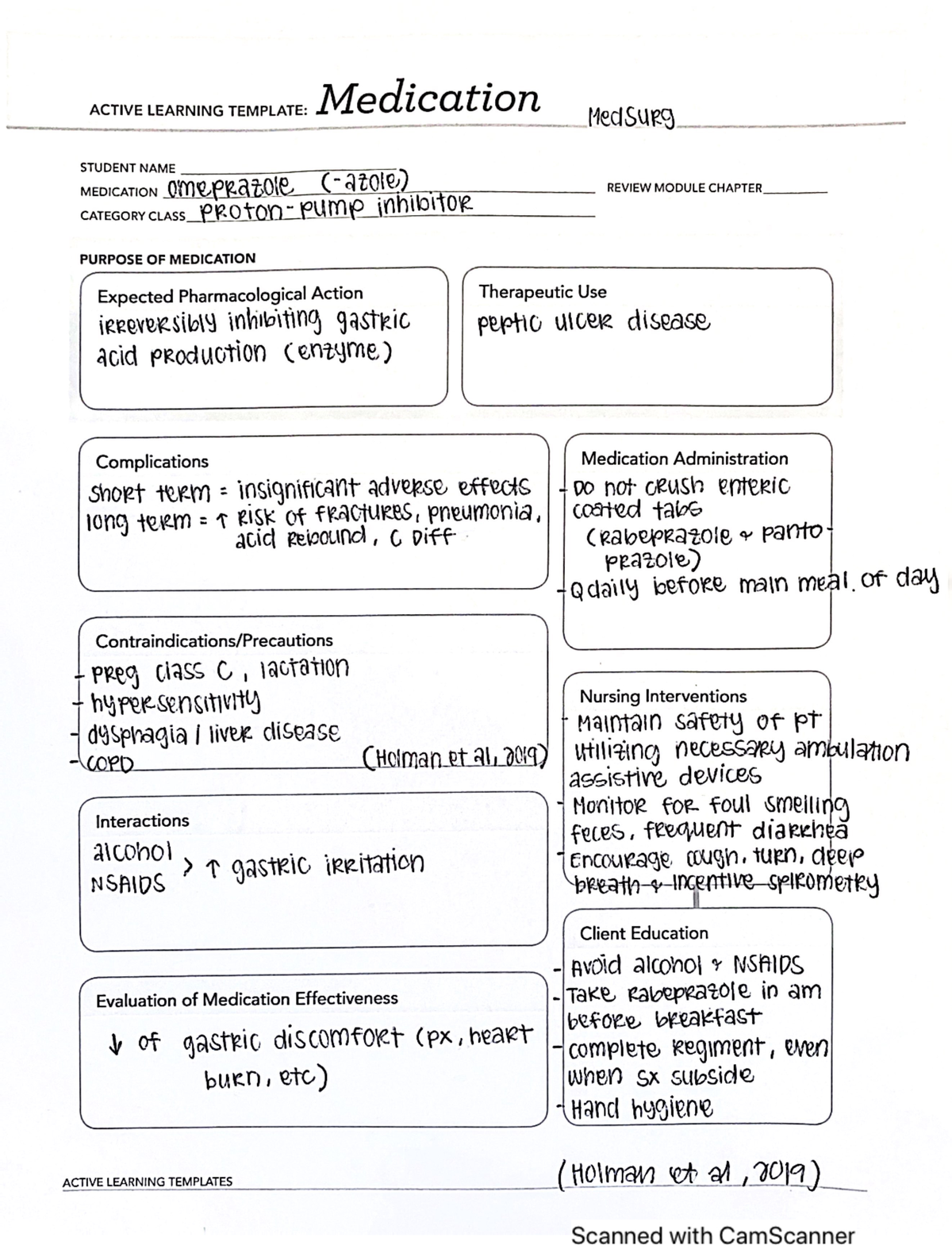 ATI Medication Template Omeprazole - ACTIVE LEARNING TEMPLATE: Me dica tion Seemann MedSureQ ...