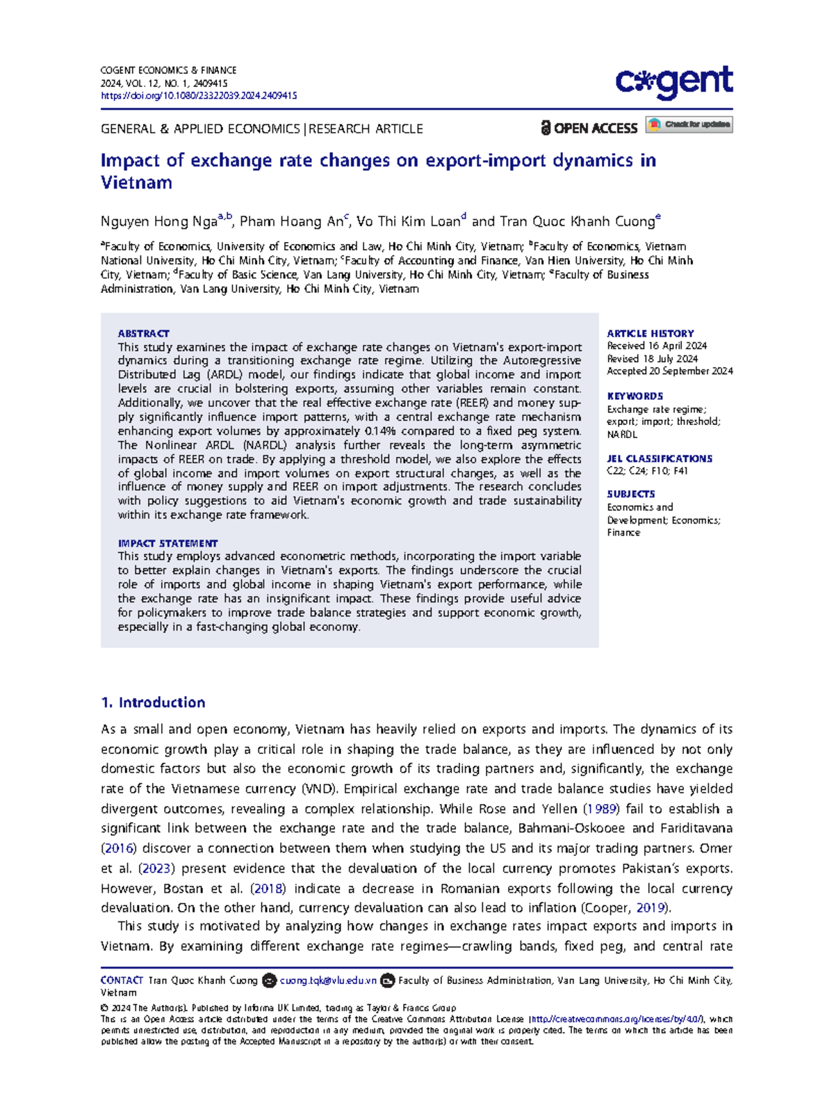 Impact of Exchange Rate Changes on Export-Import Dynamics in Vietnam ...