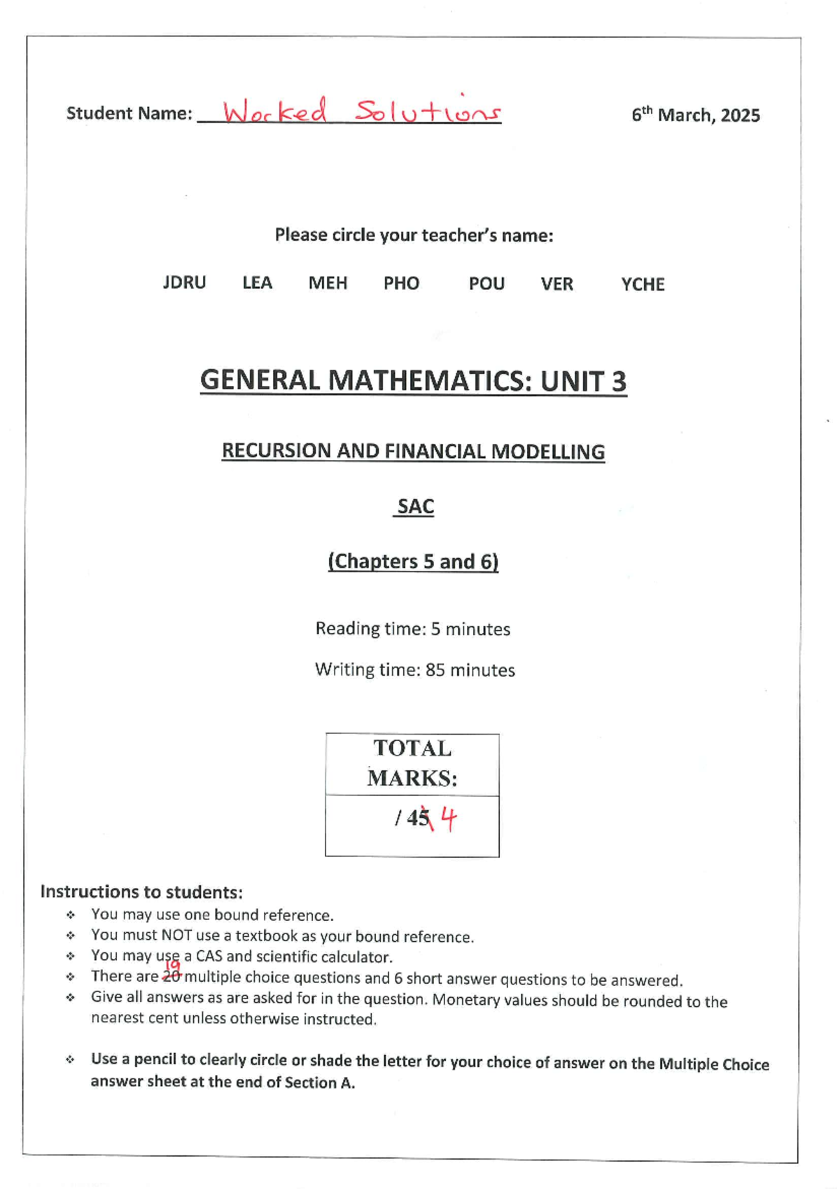 12GM 2025 Financial SAC: Recursion & Modelling Solutions - Studocu